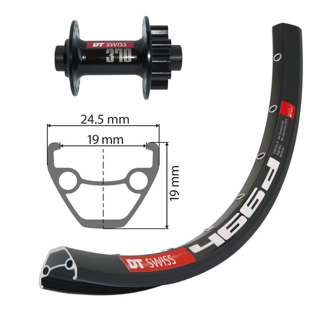 Koło przednie DT Swiss 466D 26" Disc 32H (oś 15x100 mm) czarne ...
