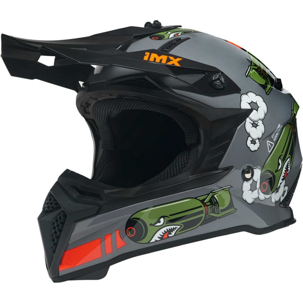 Kask cross IMX FMX-02 Dropping Bombs szary - Rowertour.com