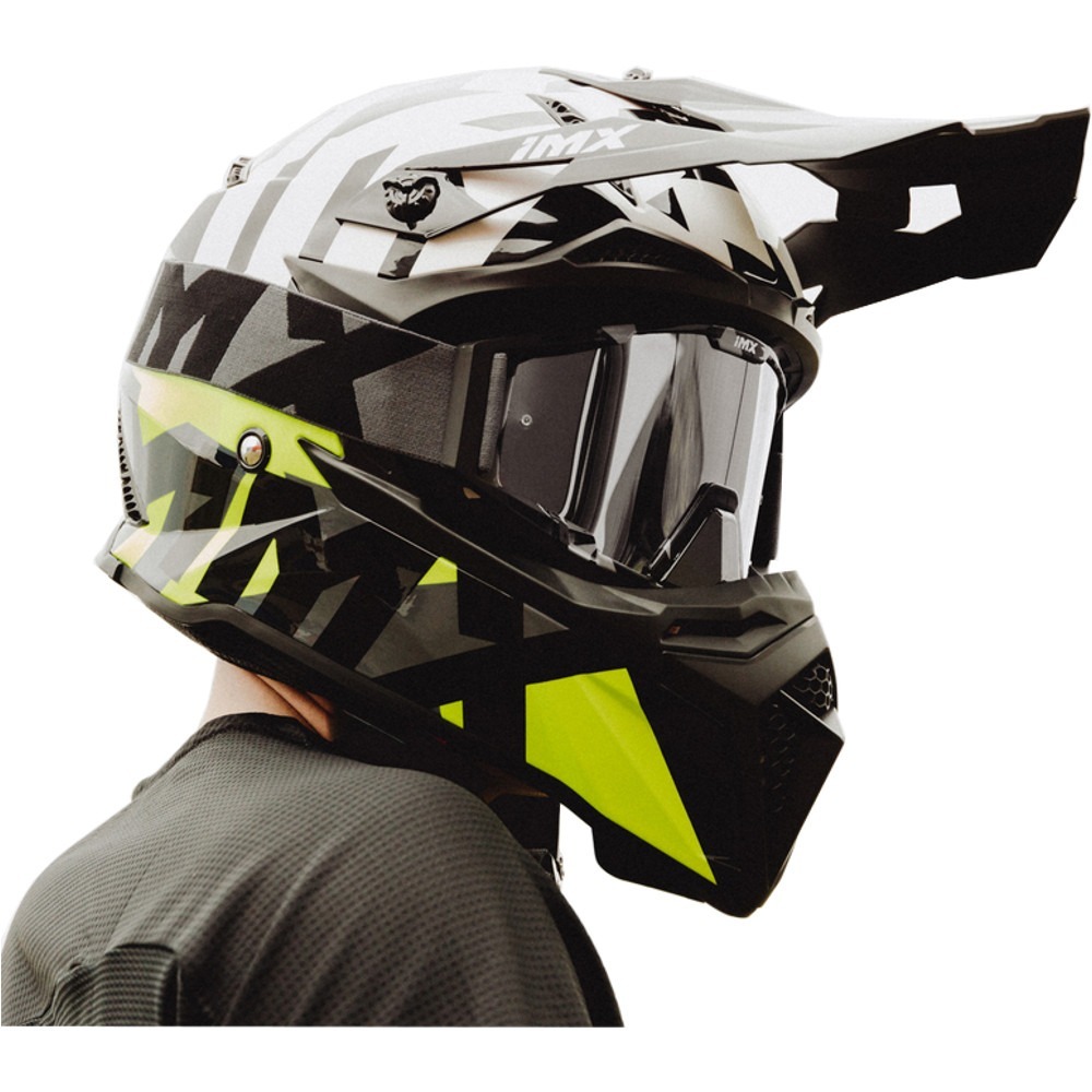 Kask cross IMX FMX-02 biało-żółty - Rowertour.com